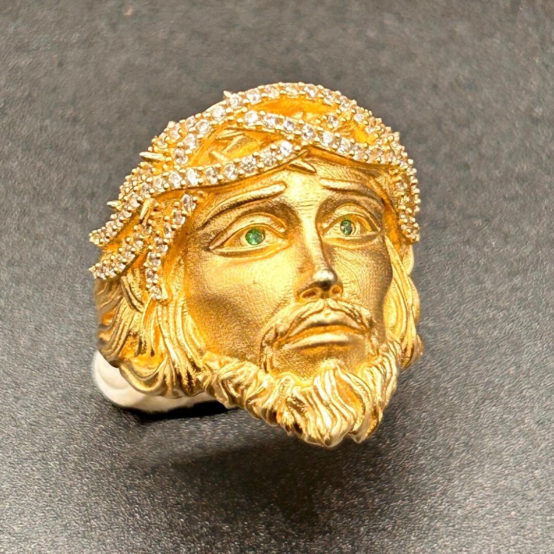 Vintage 14kt Men’s Christ Head 3-D Ring, Christ Head Ring, Jesus Ring ...