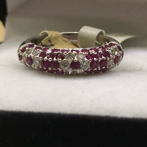 Pave Ruby Diamond Band, 18k Ruby Diamond Wedding Ring, Ruby Ring, Pave ...