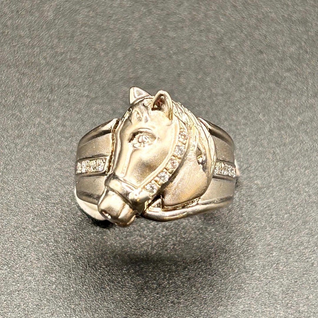 Vintage 14k White Gold Horse Head Ring, Horse Ring, Vintage Horse Head ...