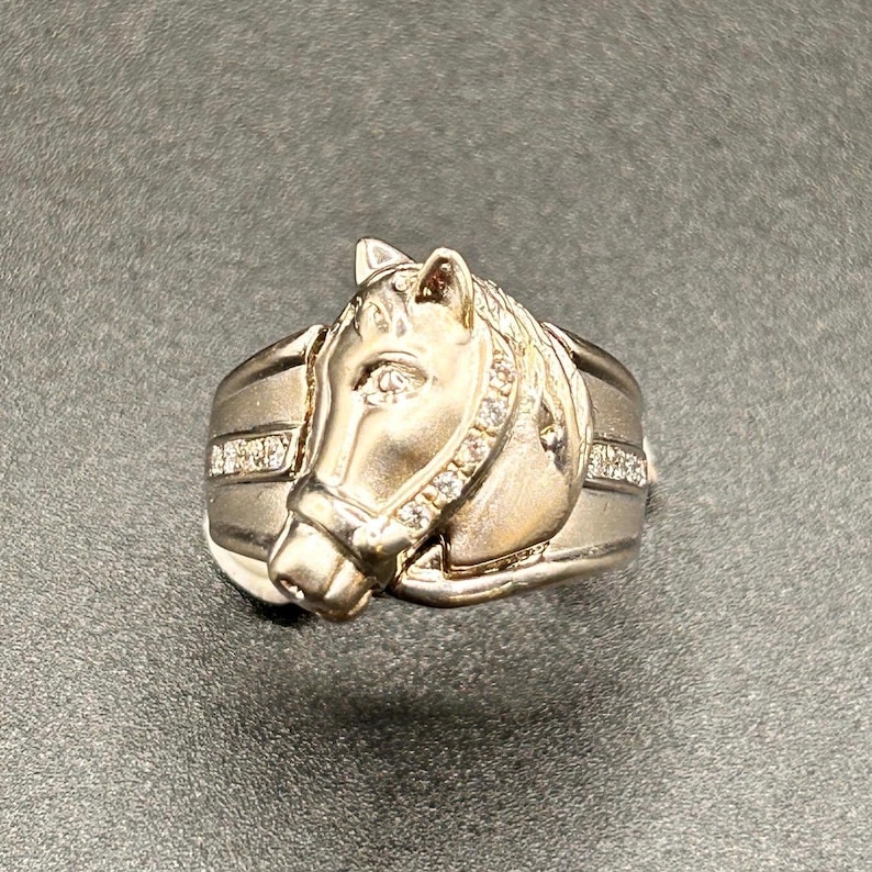Vintage 14k White Gold Horse Head Ring, Horse Ring, Vintage Horse Head ...