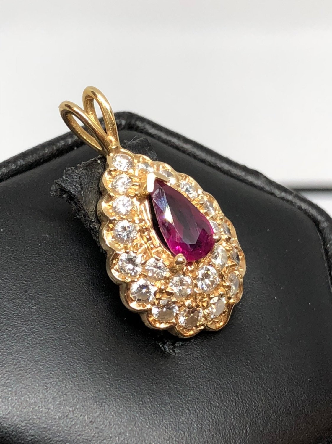 Pear Shaped Ruby Necklace - Etsy