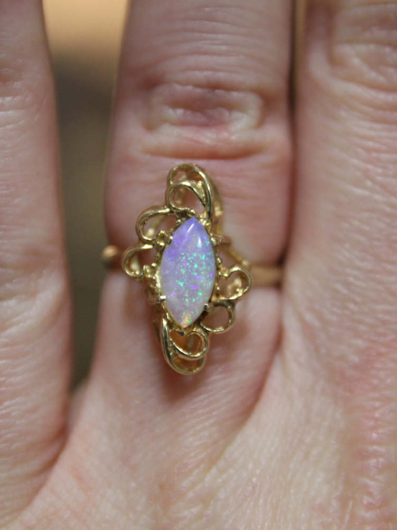 Vintage 14K Opal Solitaire Ring Ladies Opal Ring Jelly Opal - Etsy