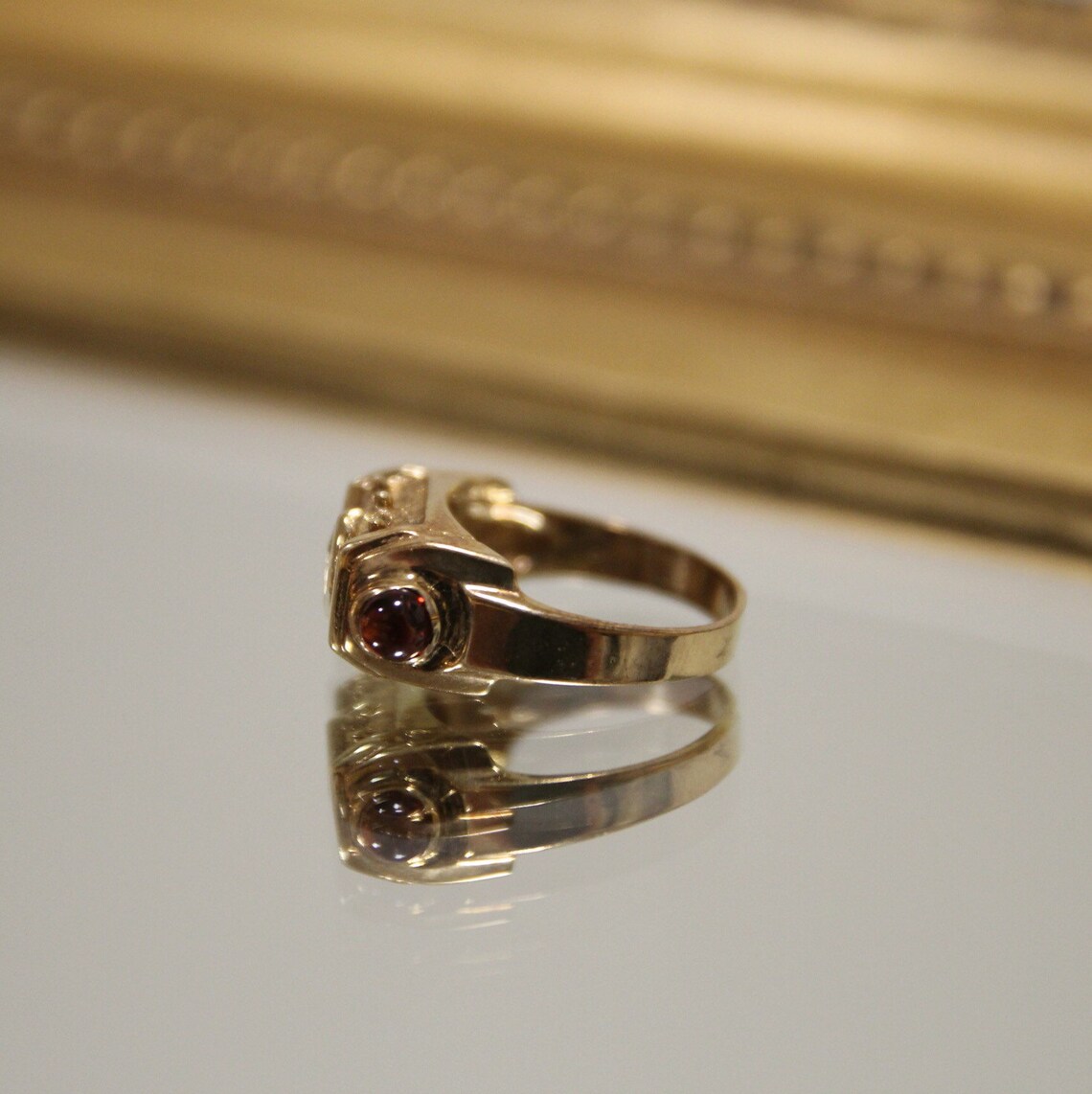 Vintage 14K Garnet & Amethyst Etruscan Style Ring, Yellow Gold ...
