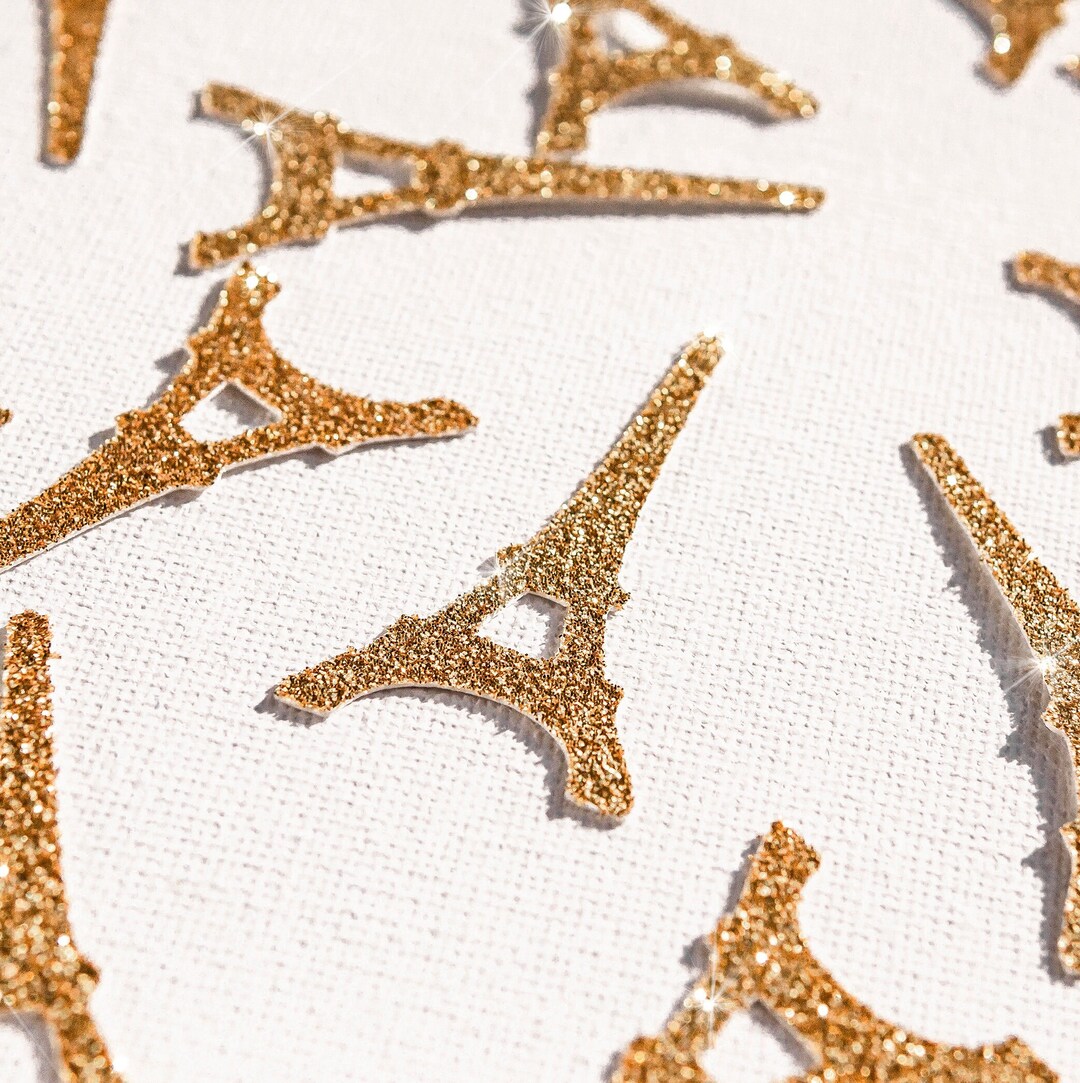 Eiffel Tower Confetti, 20 Pieces, 1" - 6" Eiffel Tower Glitter Paper ...