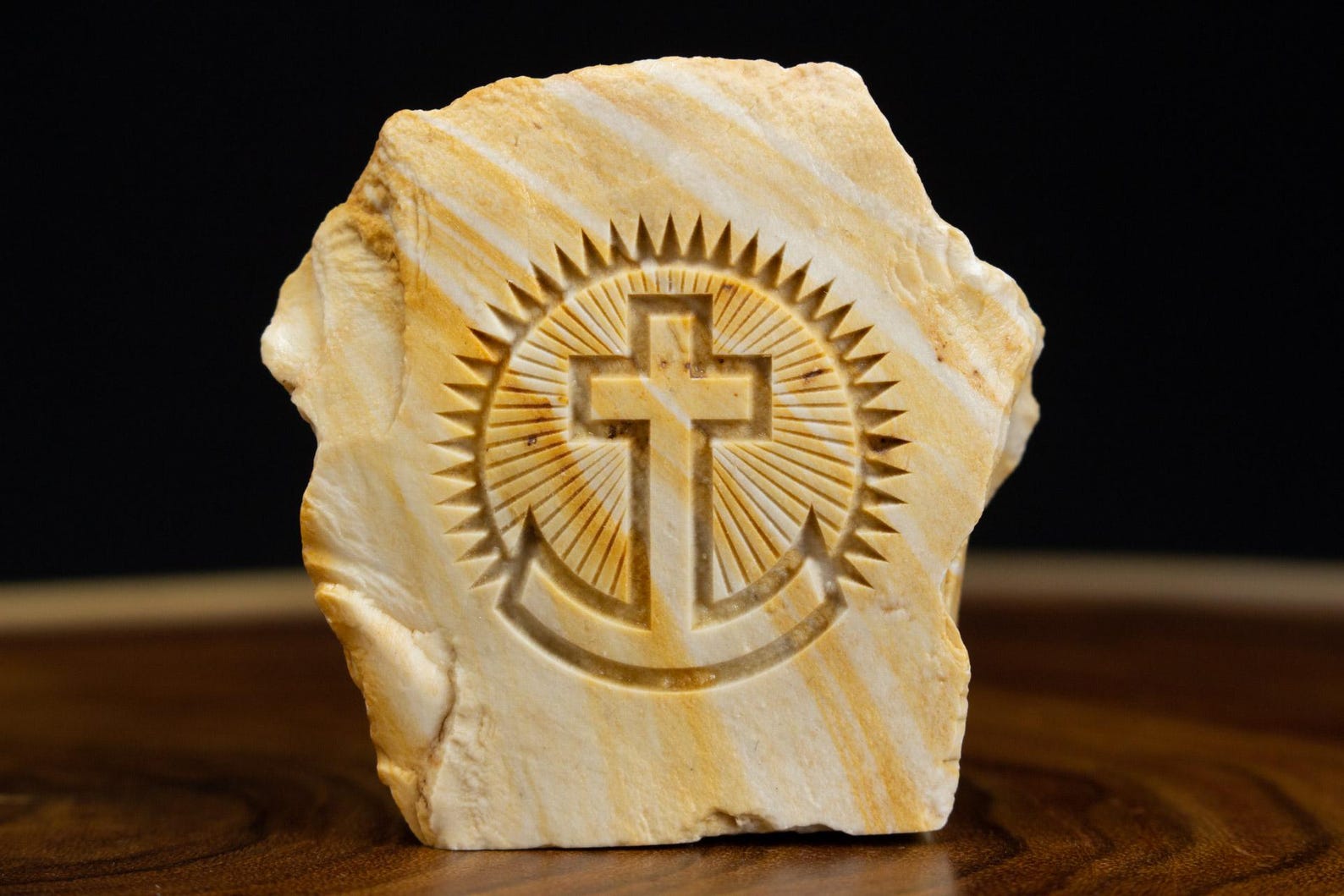 Mariners Anchor Cross Engraved Jerusalem Stone, Anchor of Hope Sailors ...