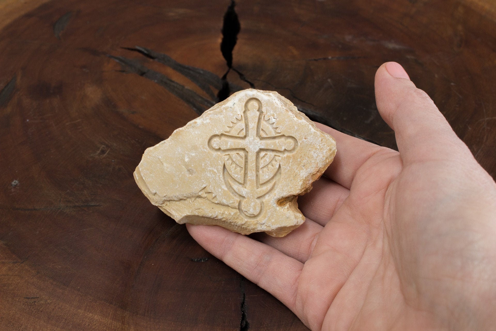 Russian Cross Over Crescent Engraved Stone Russian Orthodox | Etsy UK