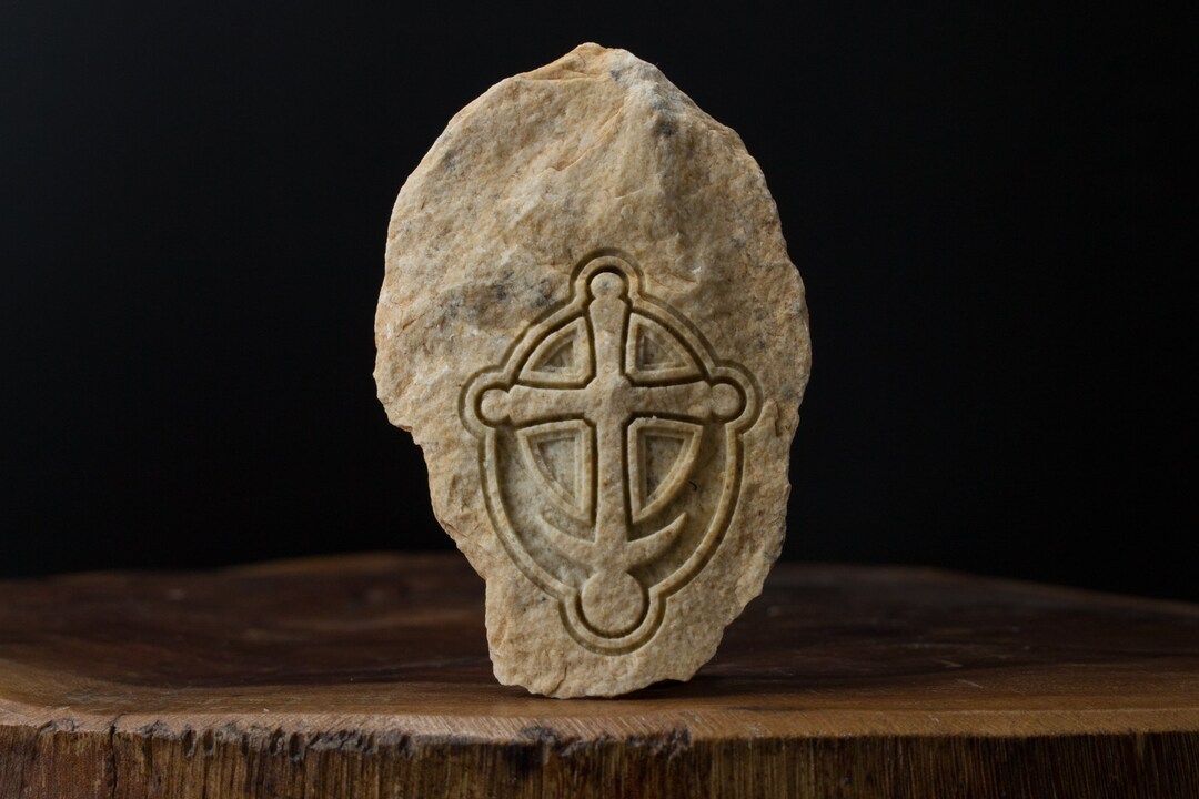 Russian Cross Over Crescent Engraved Stone, Russian Orthodox Cross on ...