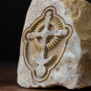 Russian Cross Over Crescent Engraved Stone, Russian Orthodox Cross on ...