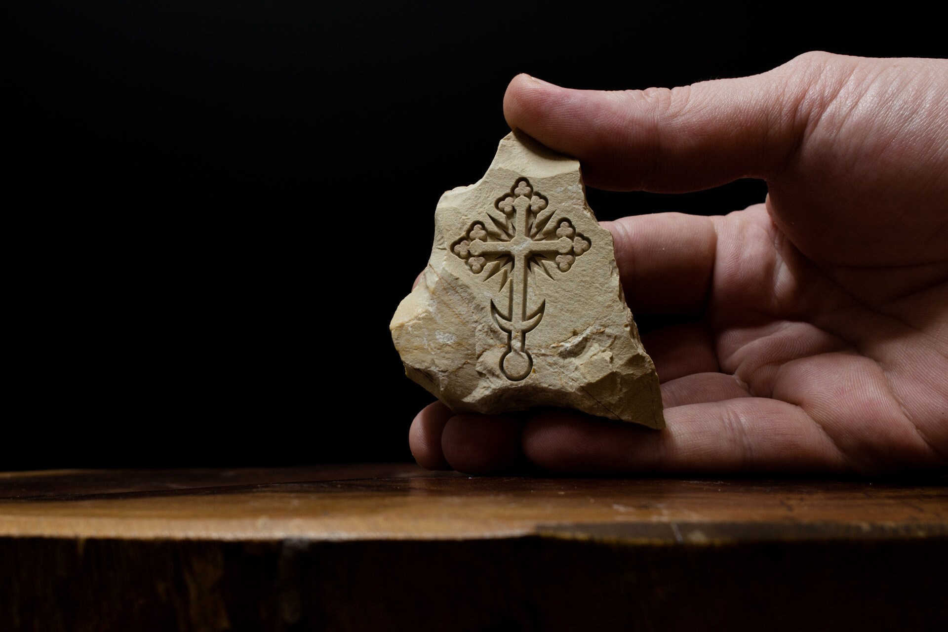 Russian Cross Over Crescent Engraved Stone Russian Orthodox - Etsy