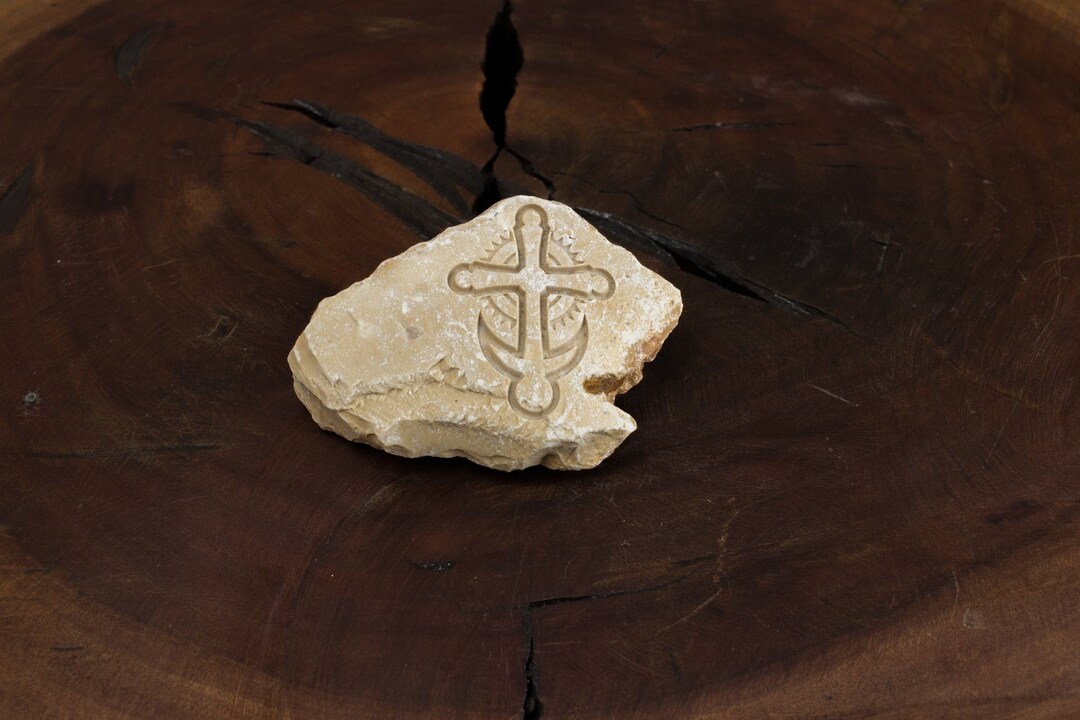 Russian Cross Over Crescent Engraved Stone, Russian Orthodox Cross on ...