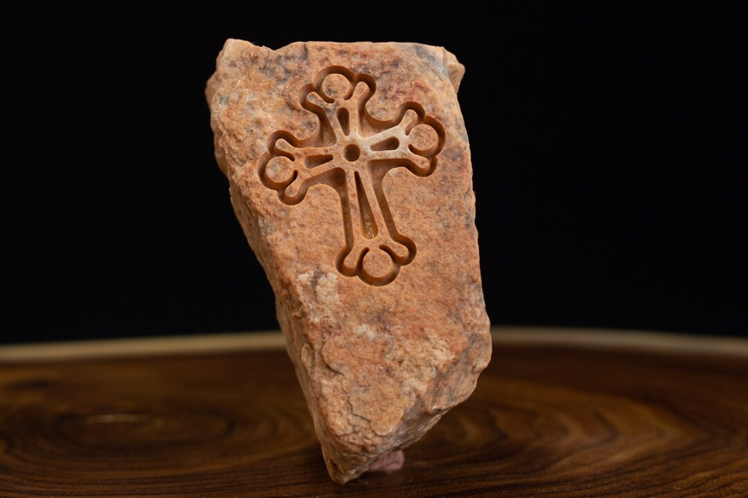Stone Engraved Drop Shaped Cross, Christian Garden Stone Cross Ornament ...