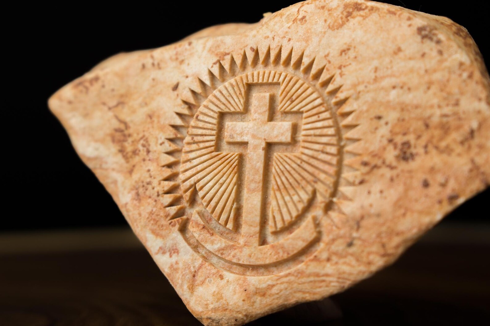 Mariners Anchor Cross Engraved Jerusalem Stone, Anchor of Hope Sailors ...
