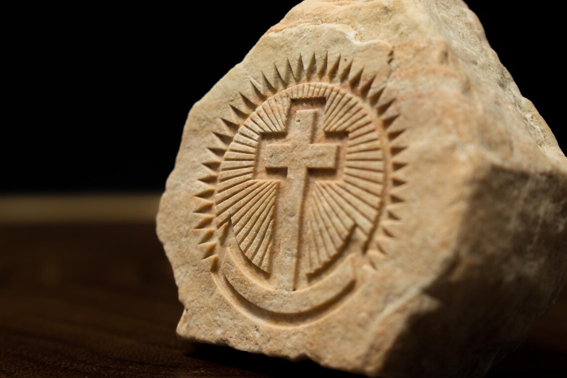 Mariners Anchor Cross Engraved Jerusalem Stone, Anchor of Hope Sailors ...