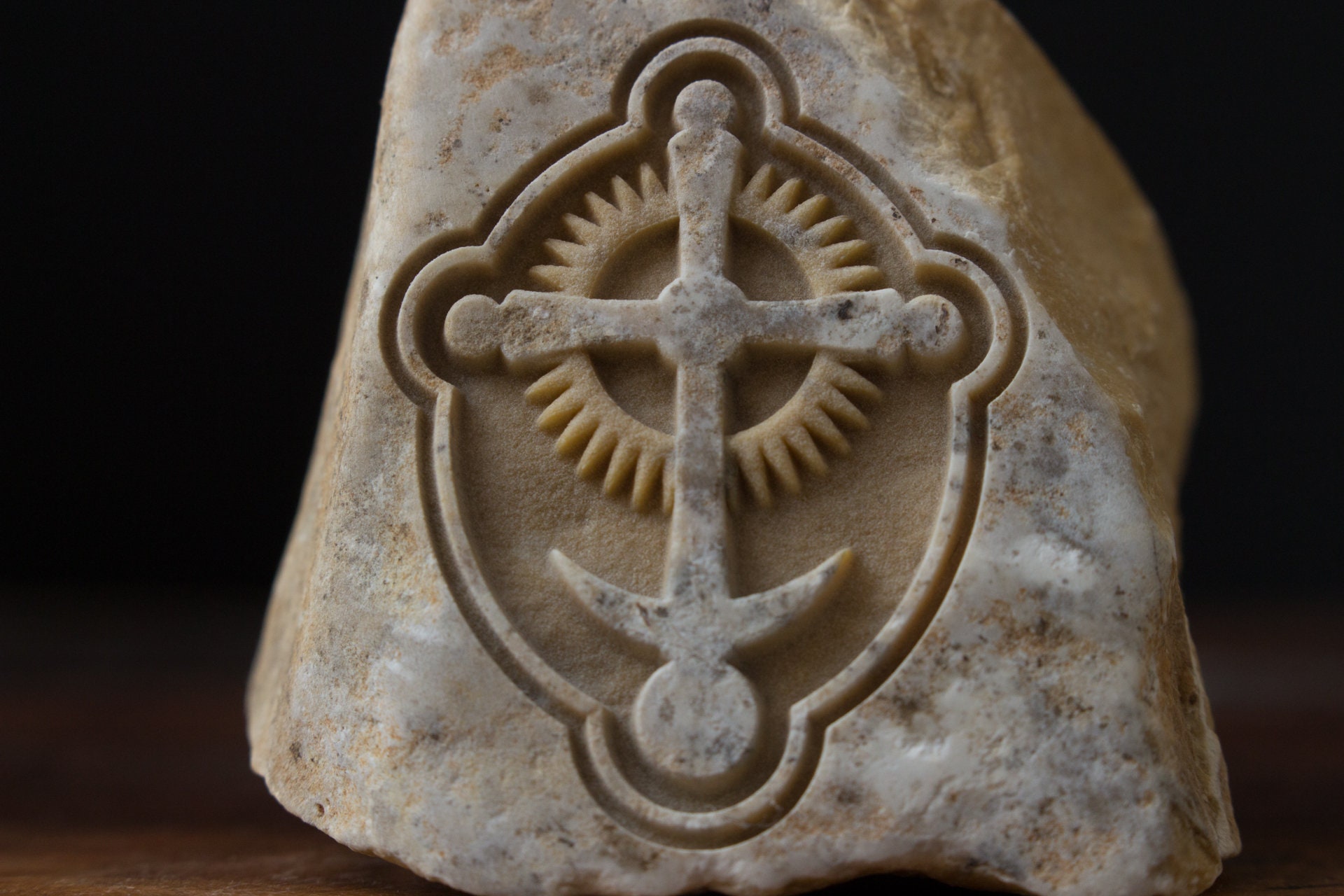 Russian Cross Over Crescent Engraved Stone, Russian Orthodox Cross on ...