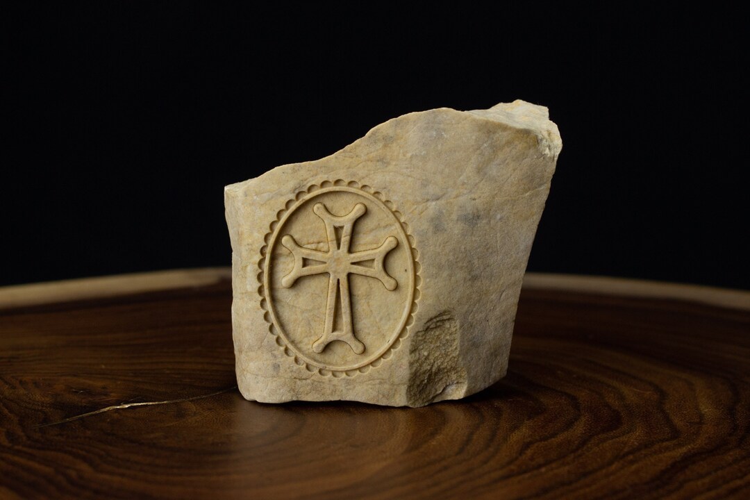 Stone Engraved Drop Shaped Cross, Religious Garden Stone Ornament for ...