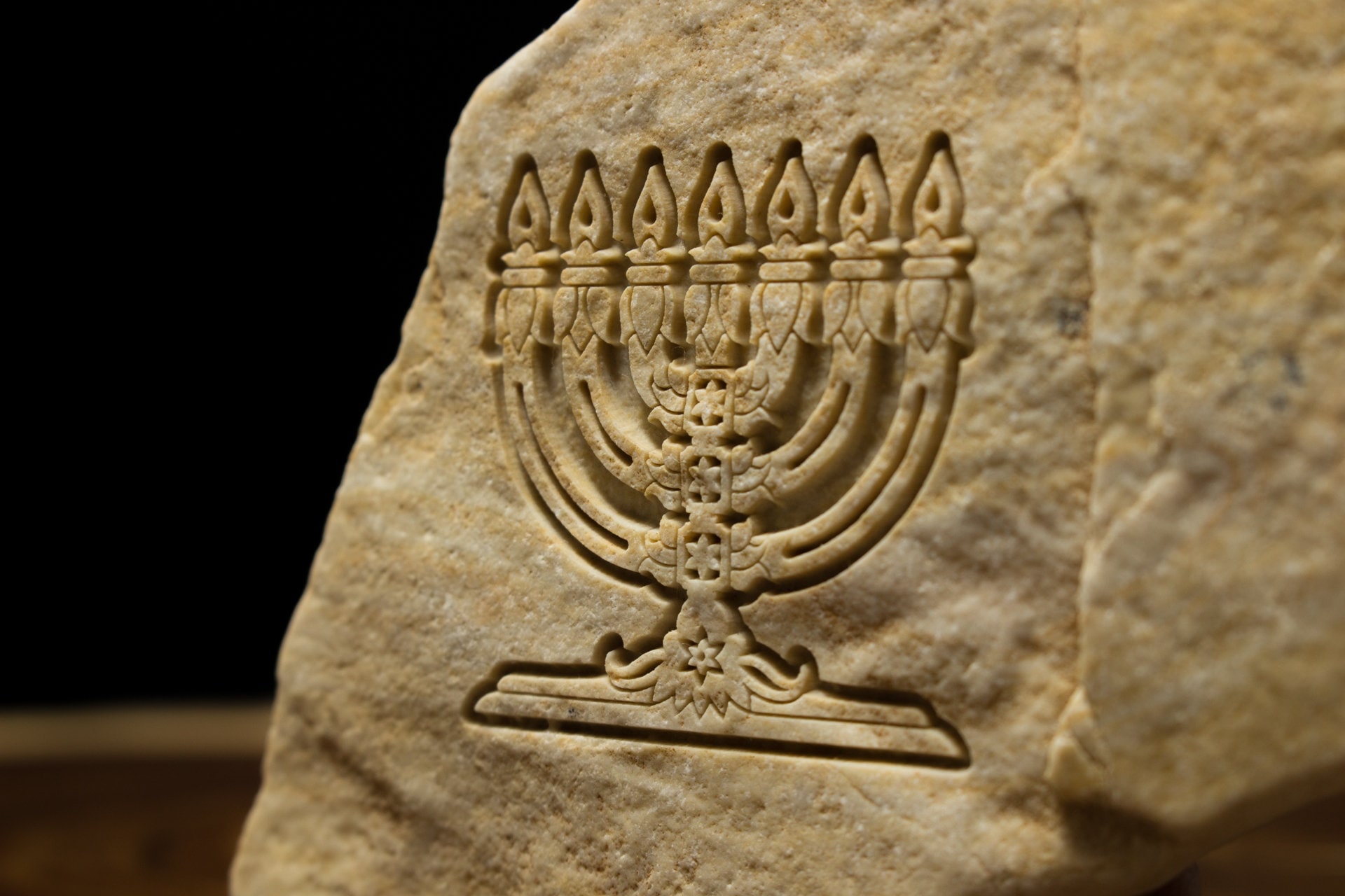 Jewish Menorah Engraved Stone Menorah Ornament on Jerusalem - Etsy