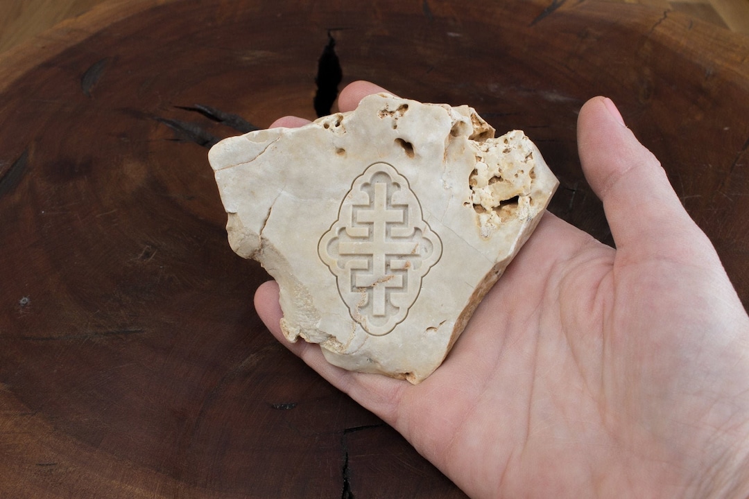 Salem Cross on Jerusalem Stone. Pontifical Cross Engraving From the ...