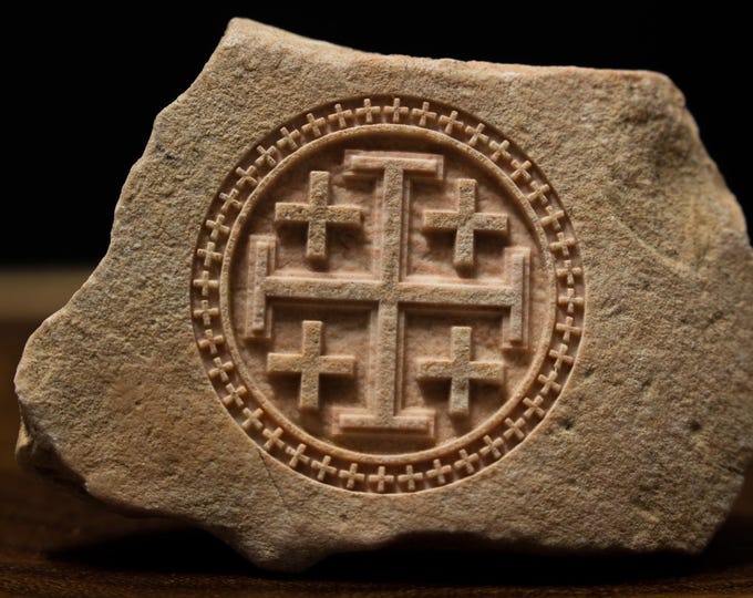 Jerusalem Crusader Cross Engraved Stone Art, Knights Templar Christian ...