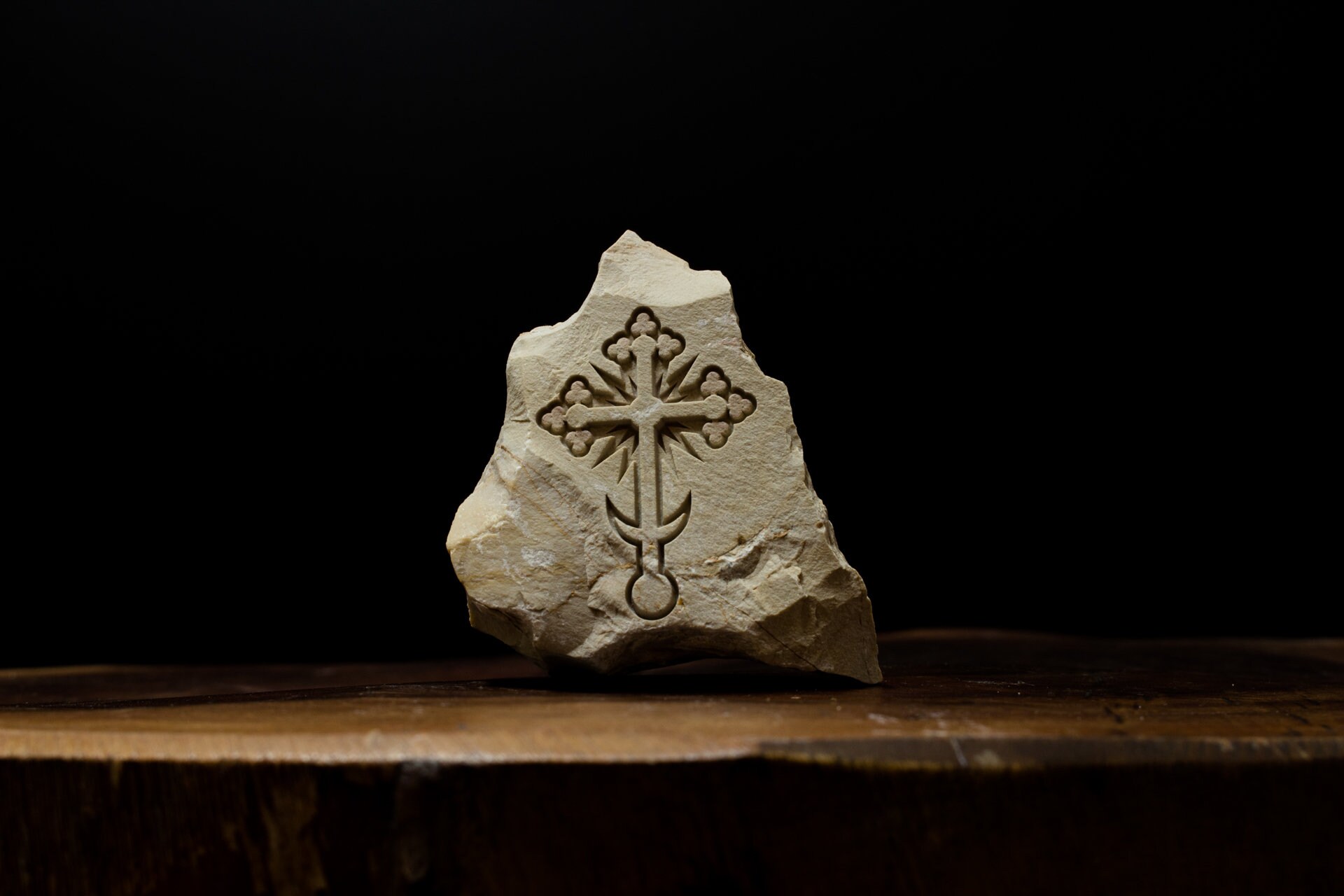 Russian Cross Over Crescent Engraved Stone, Russian Orthodox Cross on ...