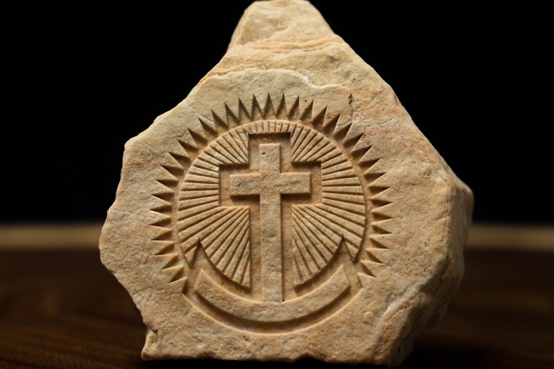 Mariners Anchor Cross Engraved Jerusalem Stone, Anchor of Hope Sailors ...