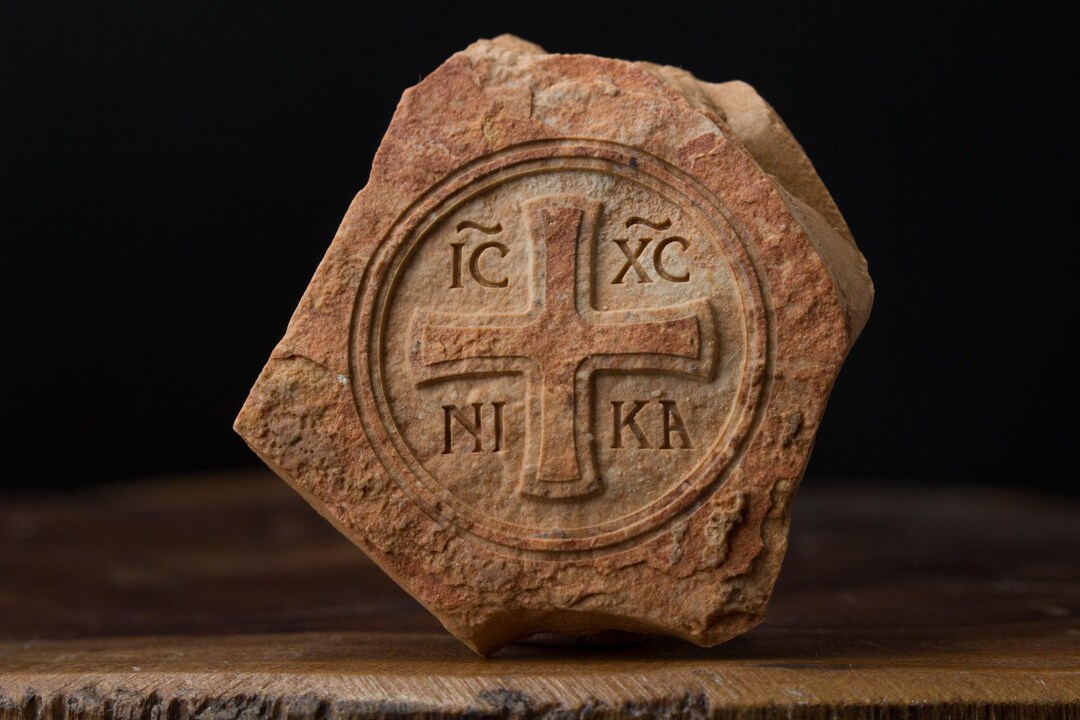 Christogram ΙϹ ΧϹ ΝΙΚΑ Engraved Jerusalem Stone, Monogram of Christ ...