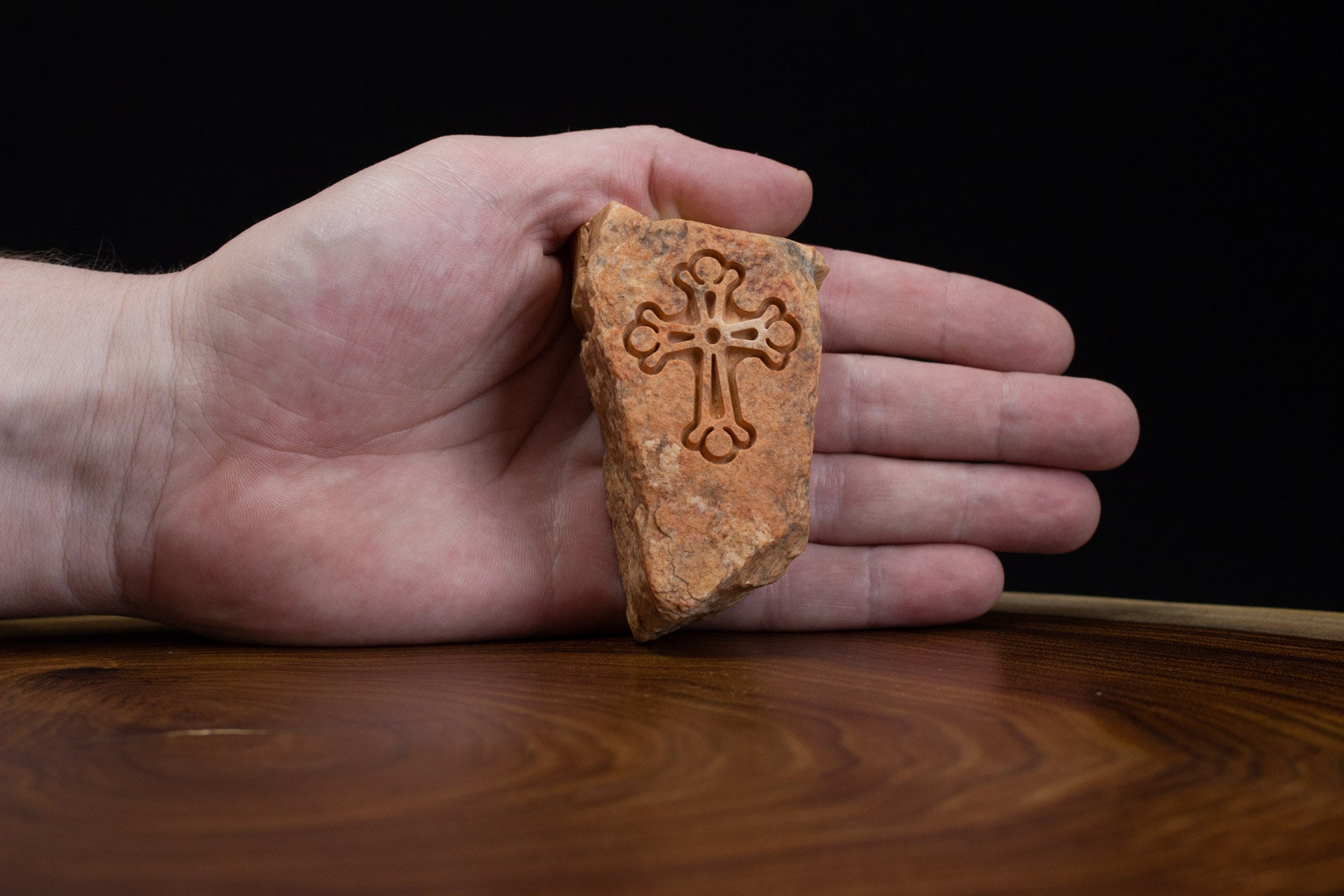 Stone Engraved Drop Shaped Cross, Christian Garden Stone Cross Ornament ...