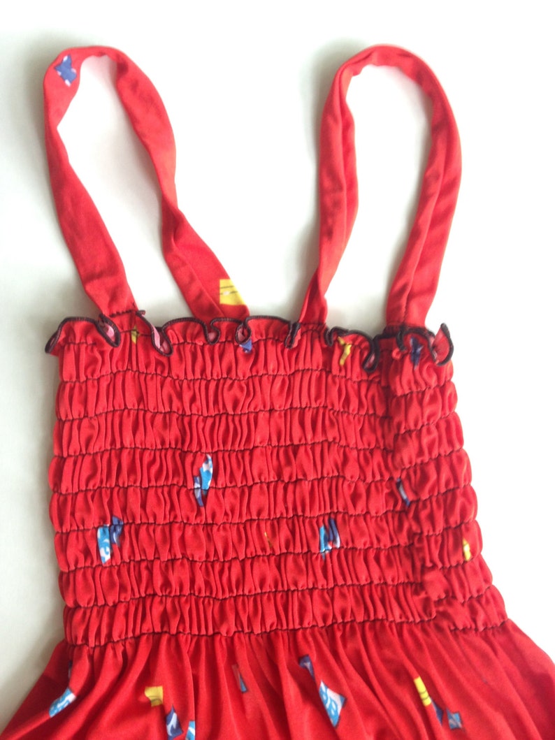 1960s Scrunch Ruffle Top Dress VTG Sun Dress Scrunchy Sun Dress Size S ...