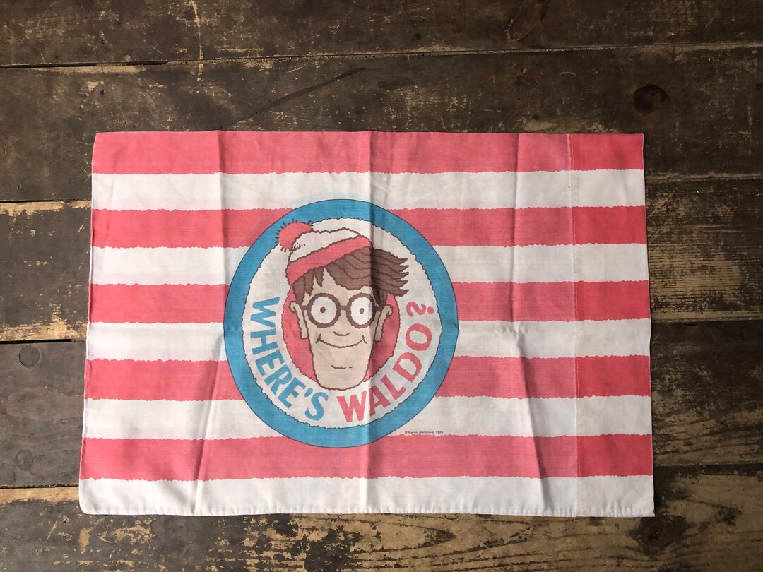 Vintage Wheres Waldo Pillowcase White and Red Stripe Pillowcase Retro ...