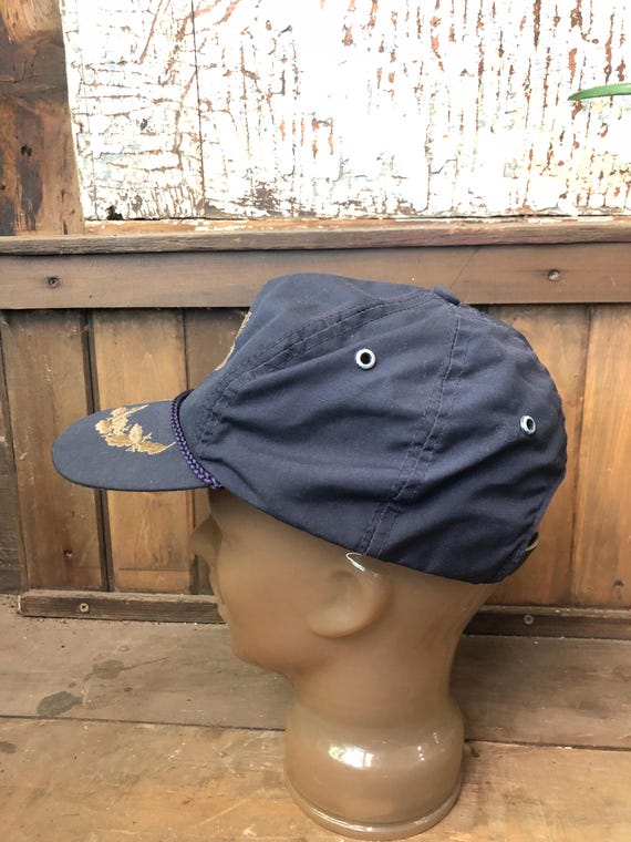Vintage Caterpillar VIP With Leather Strap Hat , Navy… - Gem