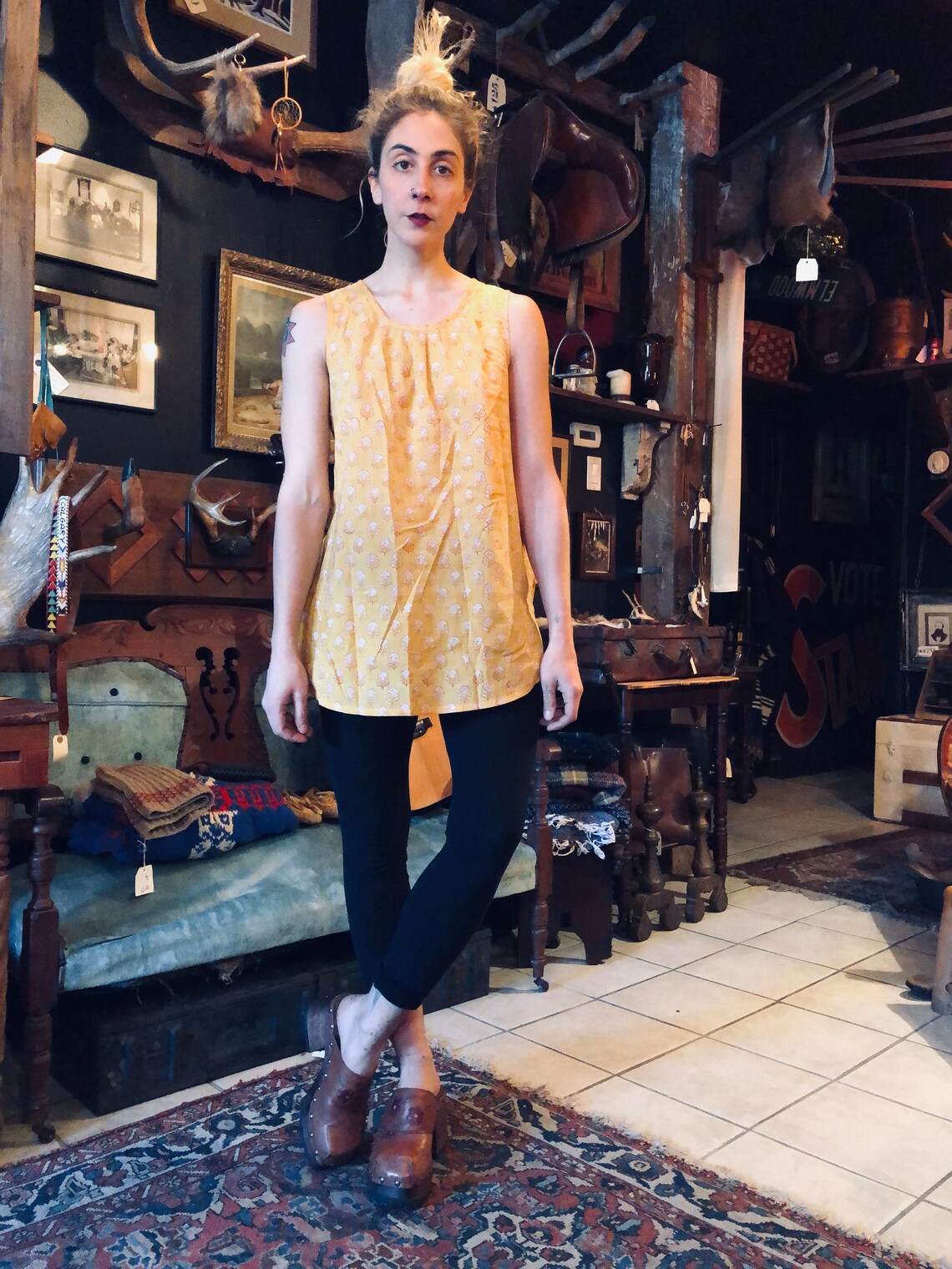 Smock Top From India || Sleeveless Smock || Button up Smock || Leaf ...