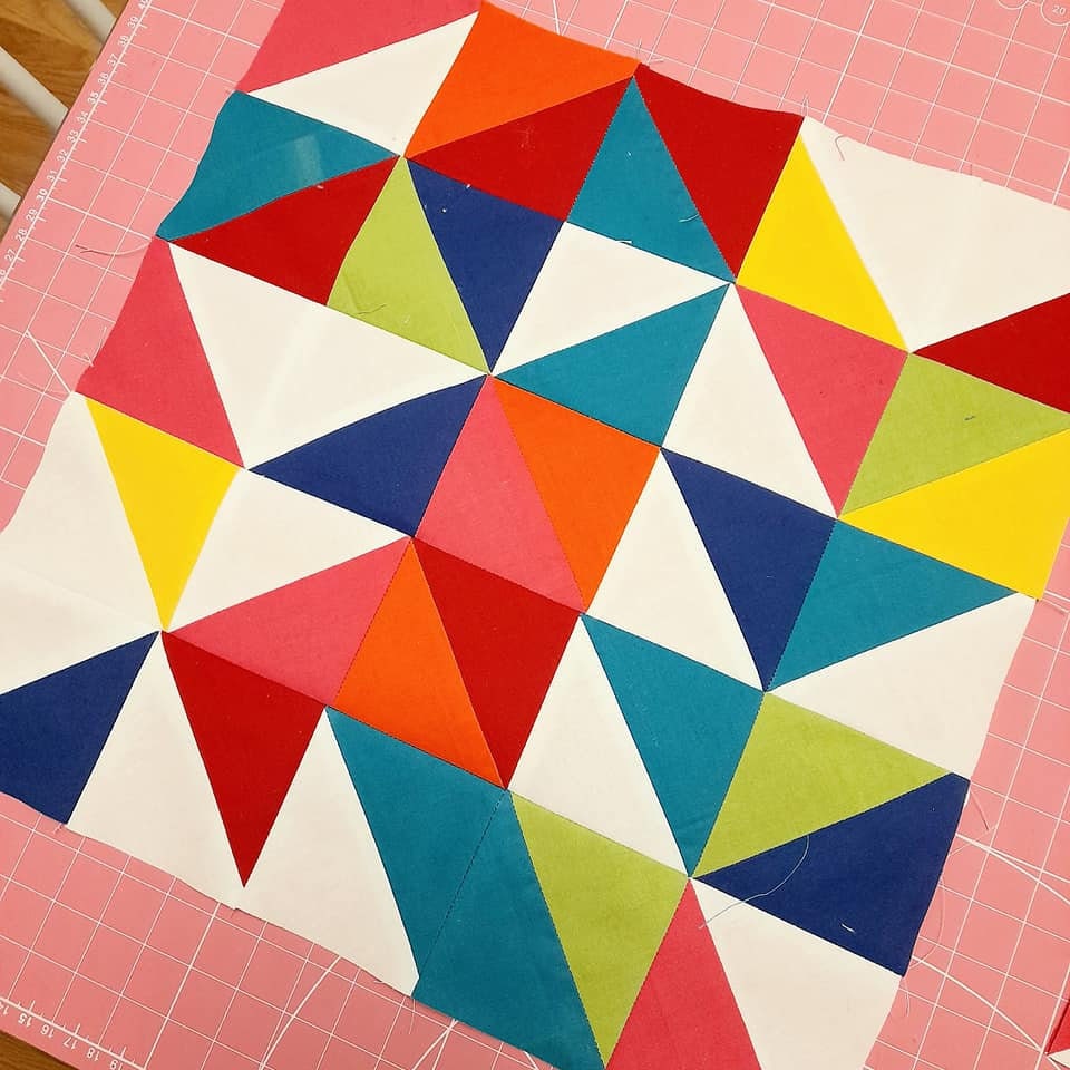 Patchwork Cushion Kit, Half Square Triangle Quilted Cushion Cover, Make Your Own Sewing Kit ...