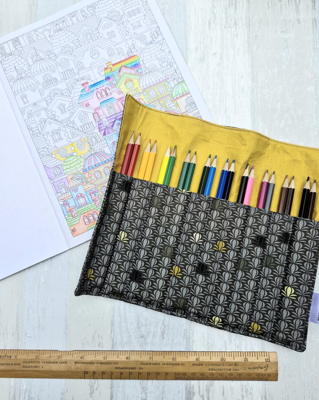 Large Artists Pencil Roll, Pencil Storage, Floral Fabric.pencilcase - Etsy
