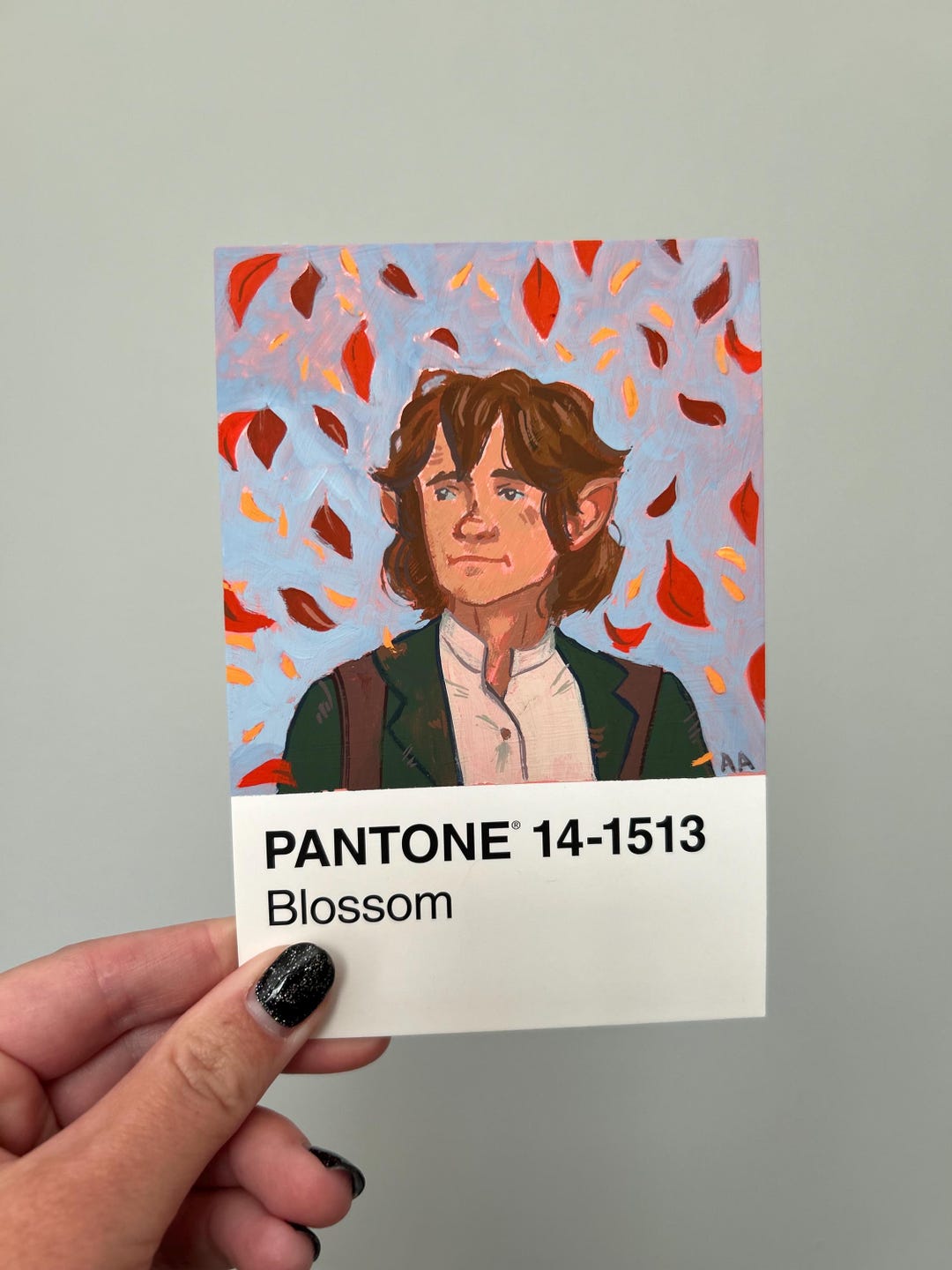 Pantone 14-1513 Blossom Hobbit Bilbo Portrait Painting Pantone Postcard ...