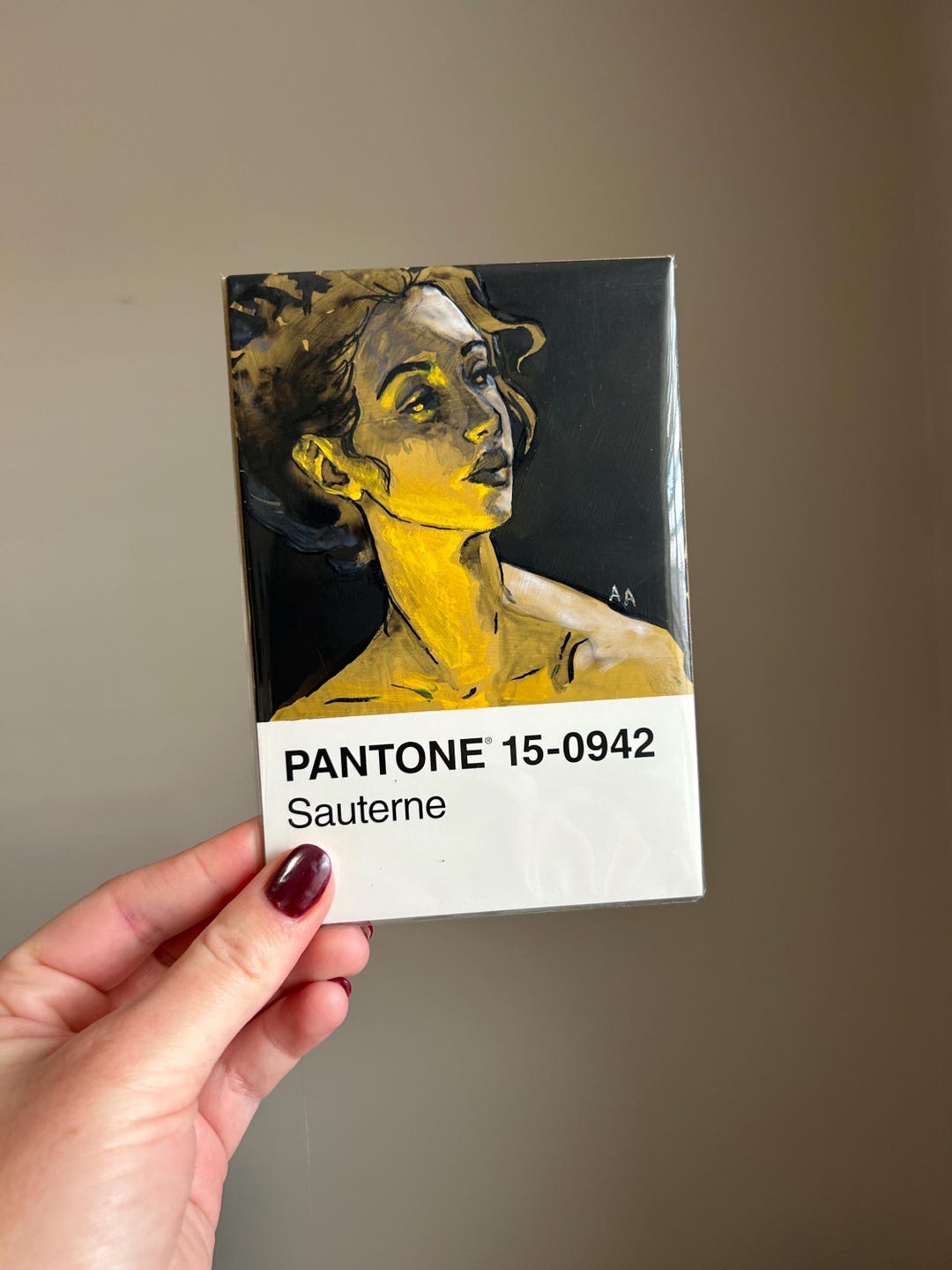 Pantone 15-0942 Sauterne Portrait Pantone Postcard Painting in Gouache ...