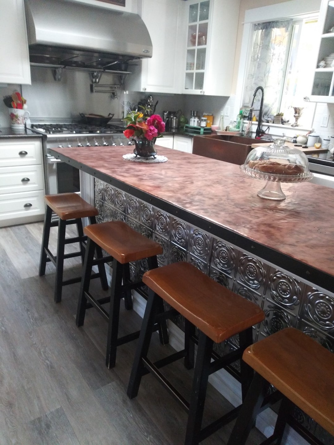 Copper top kitchen table store
