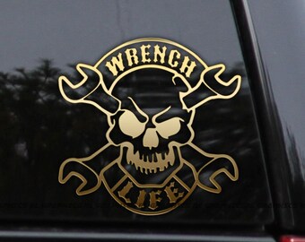 Wrench Life Skull Mechanic Decal Sticker - Etsy