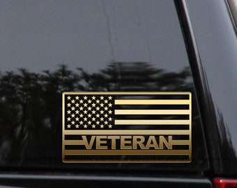 Custom Distressed American Flag Veteran Decal, Military Veteran Soldier ...