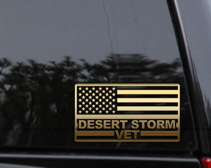 DESERT STORM VET American Flag Decal Sticker Military Veteran Car Truck ...