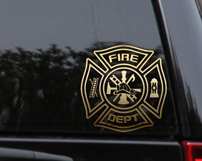 Firefighter Decal Sticker Fire Department Maltese Cross Car Truck ...