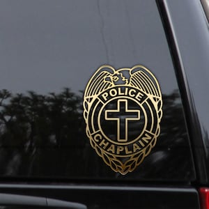 Police Chaplain Badge Decal Sticker Cross Pastor Law Enforcement Car ...