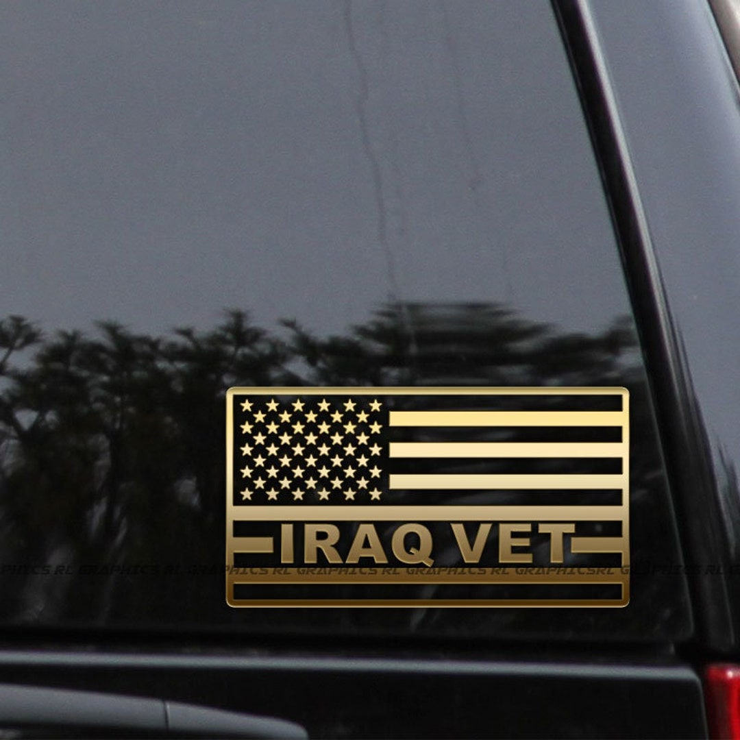 IRAG VET American Flag Decal Sticker Military Veteran Car Truck Window ...