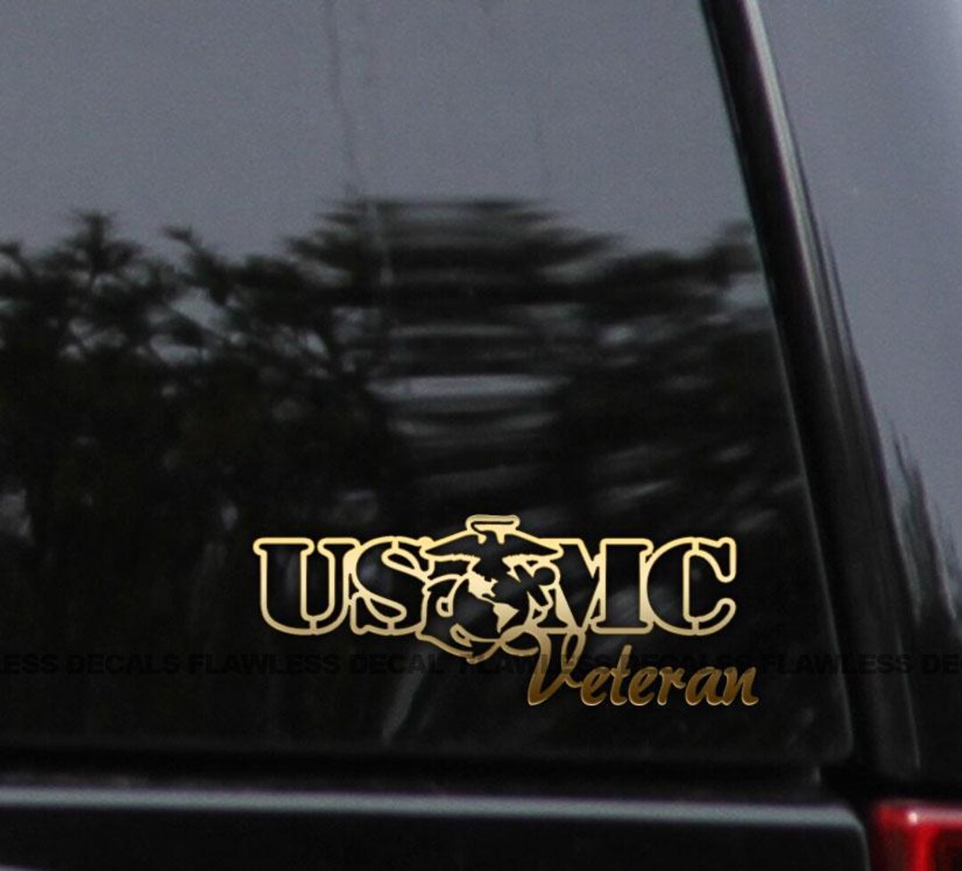 USMC Veteran Text Marine Vinyl Decal Sticker - Etsy