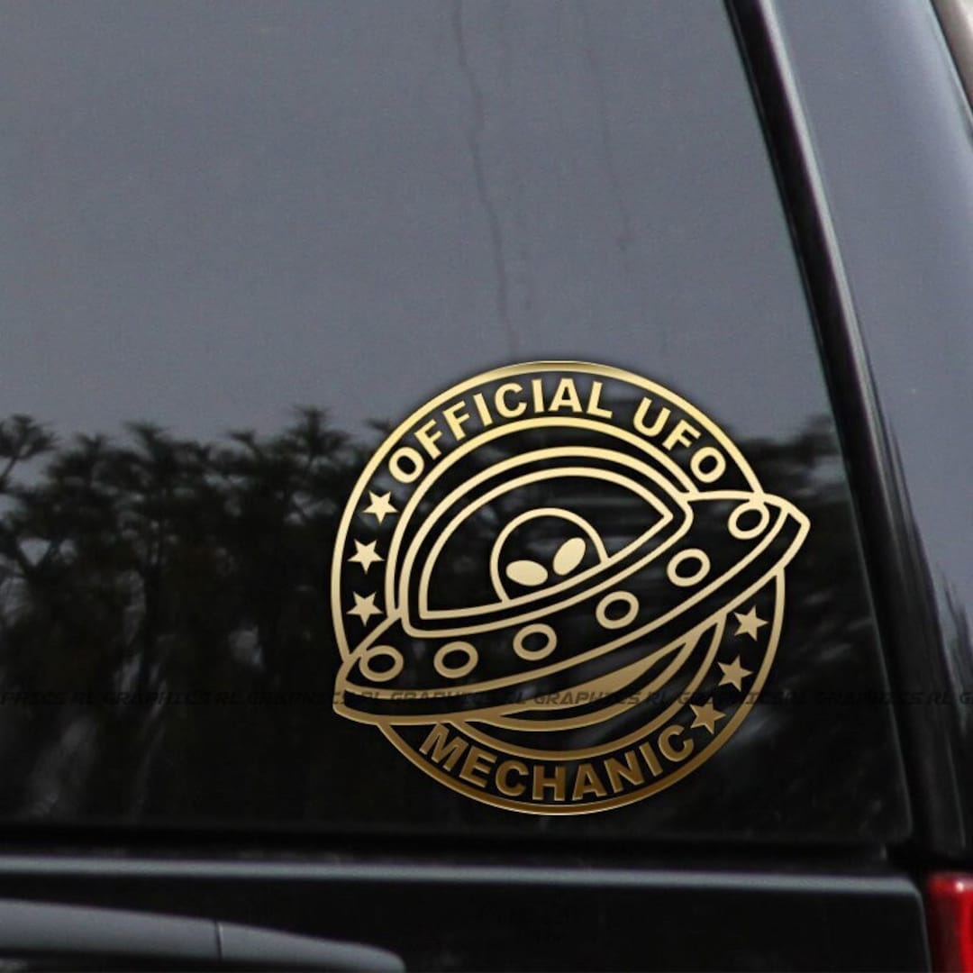Official UFO Mechanic Decal Sticker Funny Alien Bumper Laptop Car Truck ...