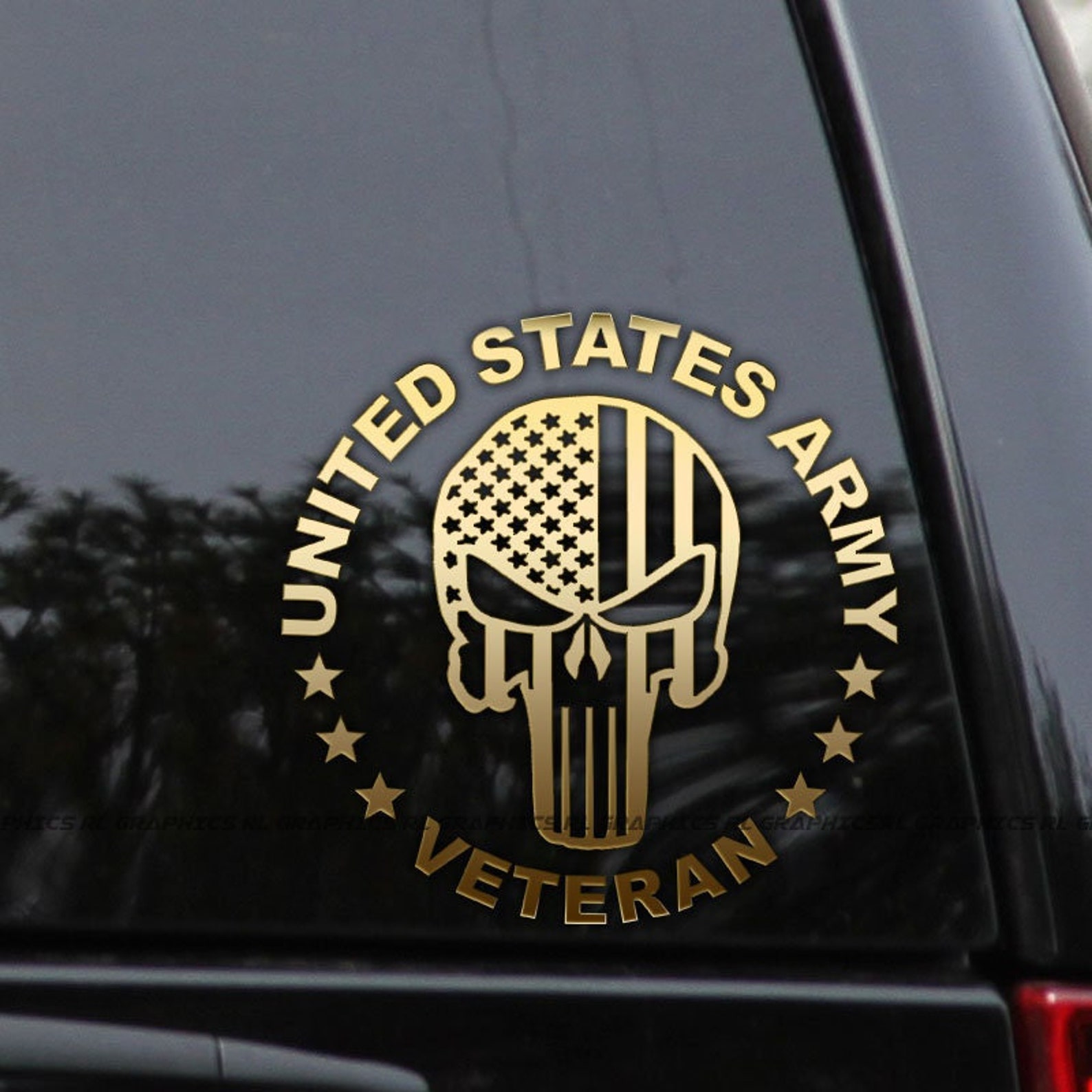 Army Veteran American Flag Skull Decal Sticker - Etsy