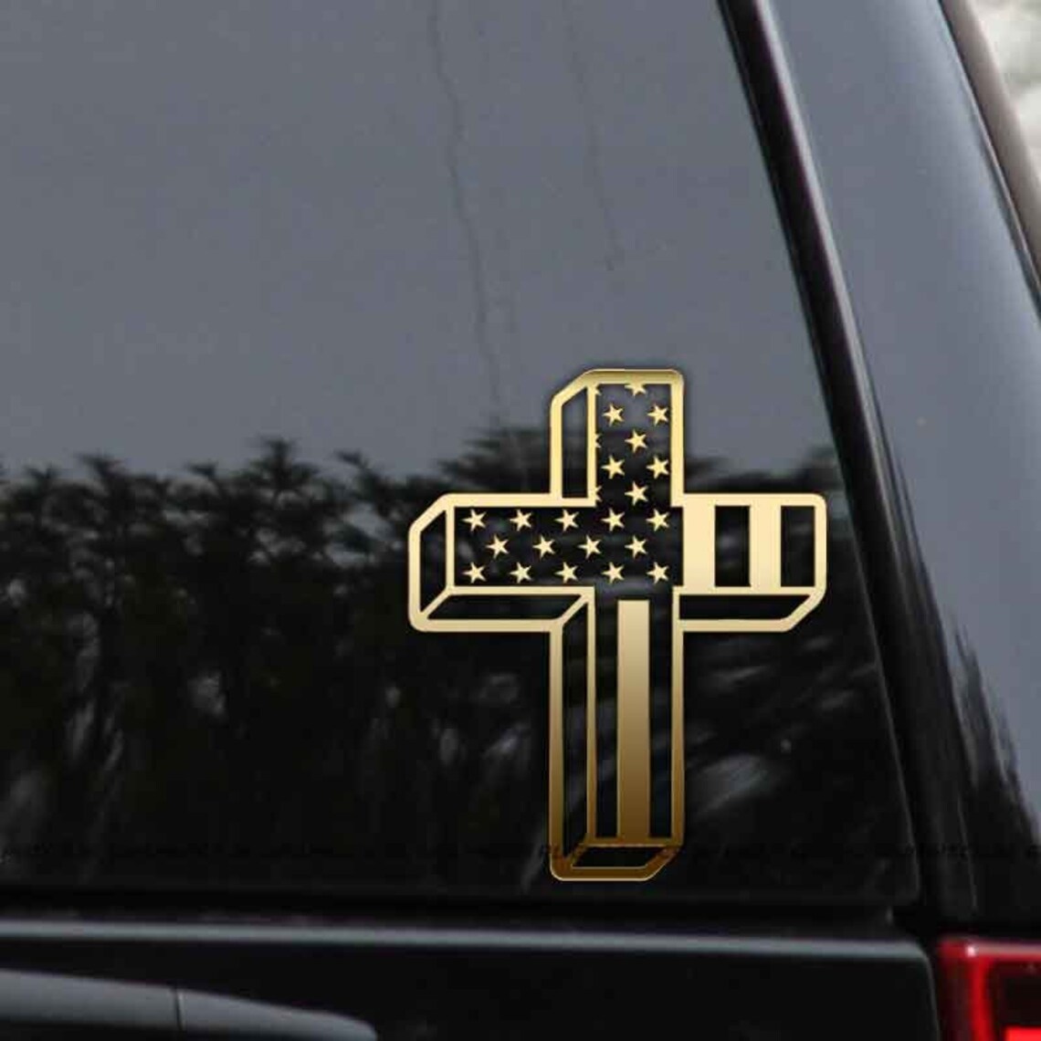 American Flag Decal Sticker God Christian Religious Car Window Laptop ...
