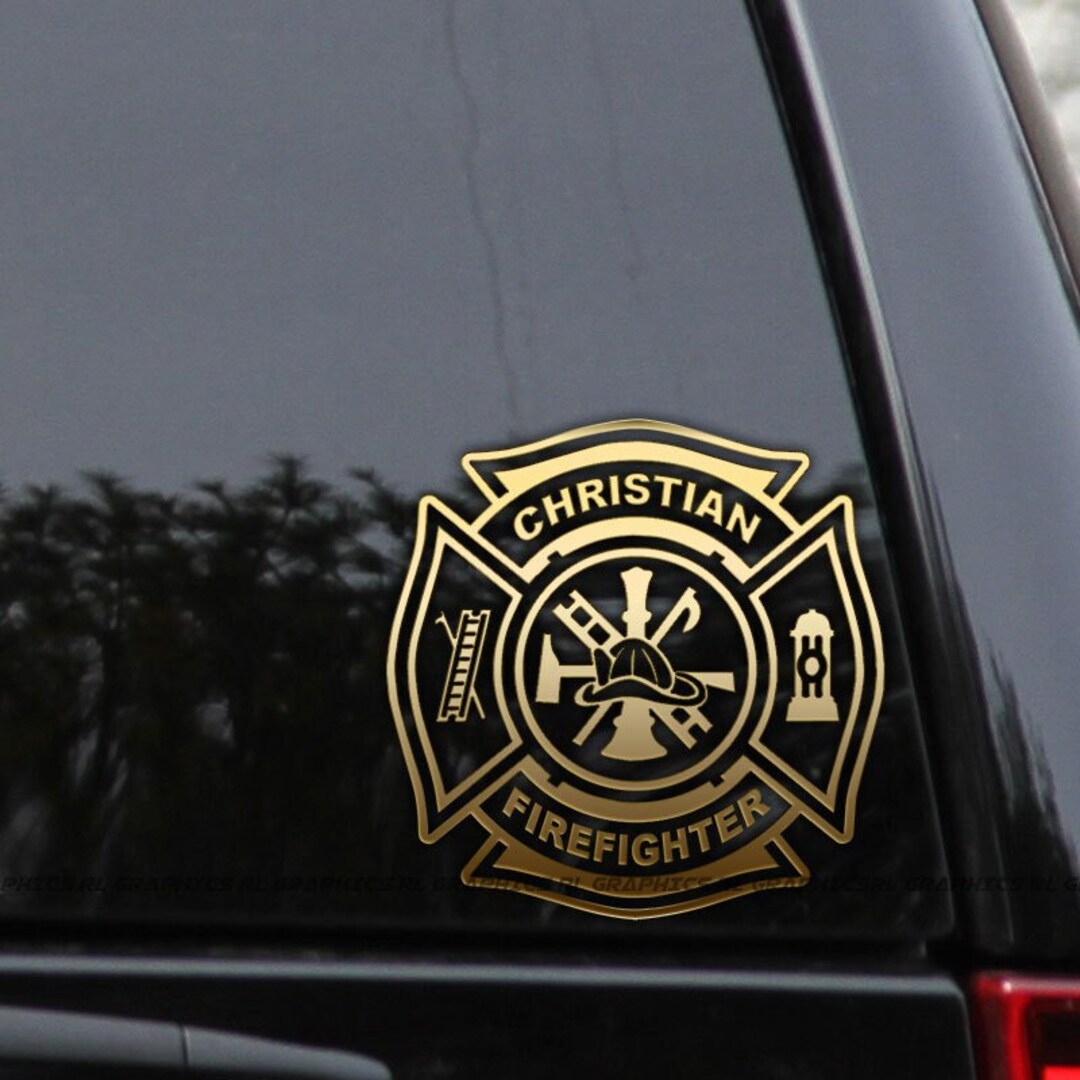 Christian Firefighter Decal Sticker Fire Department Religious Car Truck ...