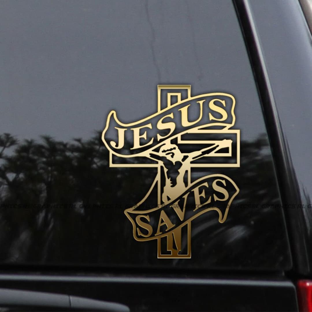 Jesus Saves Crucifix Vinyl Decal Sticker Catholic Christian Car Truck ...