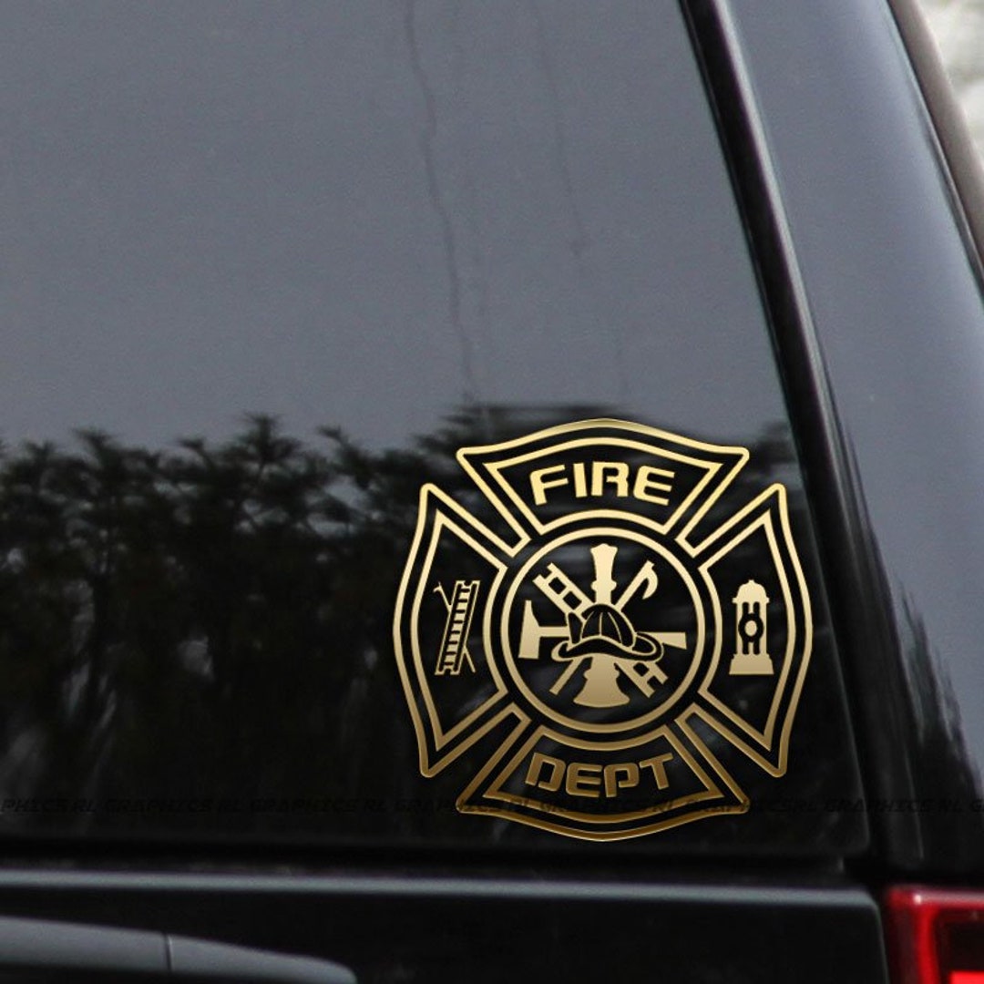 Firefighter Decal Sticker Fire Department Maltese Cross Car Truck ...