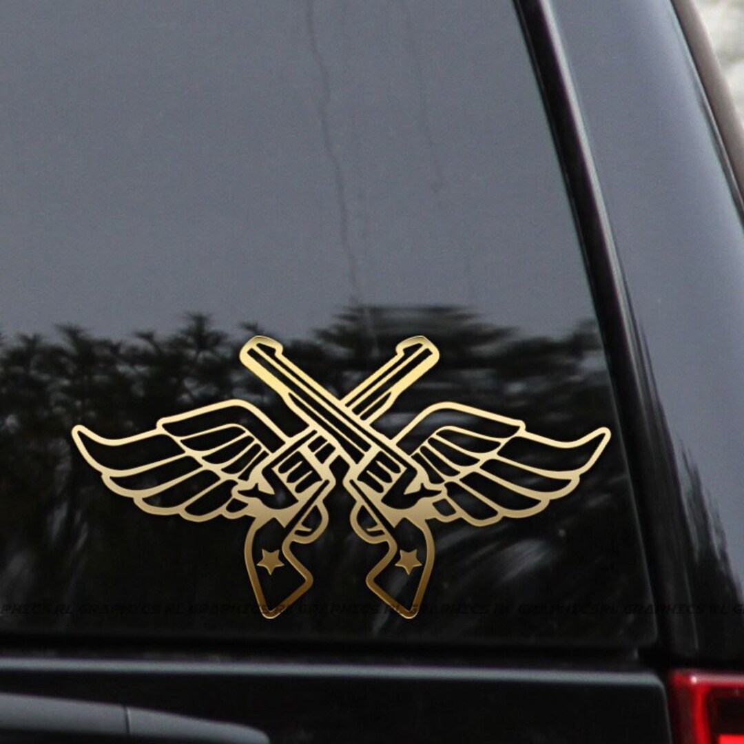 Crossed Pistols Wings Vinyl Decal Sticker Revolvers Smith Wesson Car ...