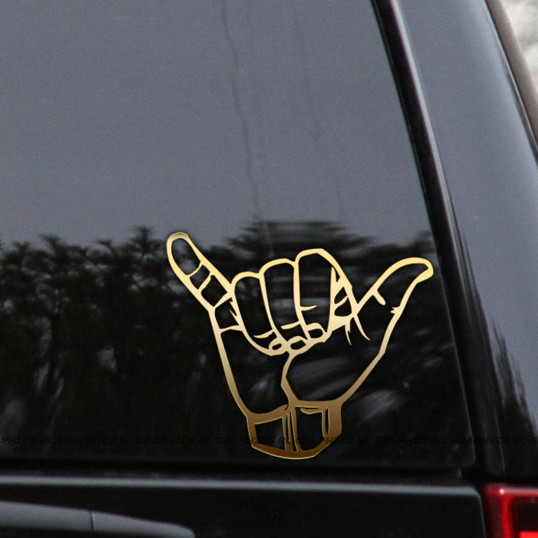 Shaka Brah Hawaii Sticker Decal Hang Loose Aloha Hand Sign Car Window ...